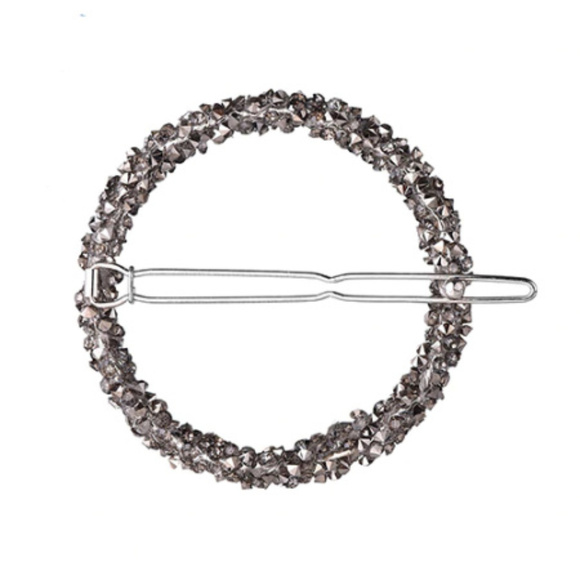 casual flare | Accessories | Nwt Circle Barrette Grey Rhinestones ...